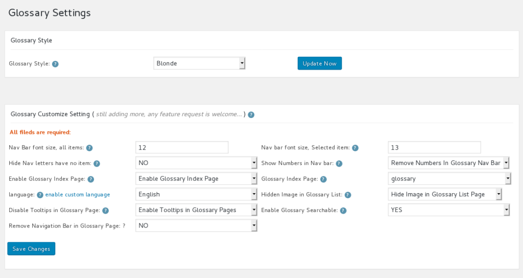 How can I ensure that “normal” main glossary page displays correctly? | Wordpress Tooltips Plugin