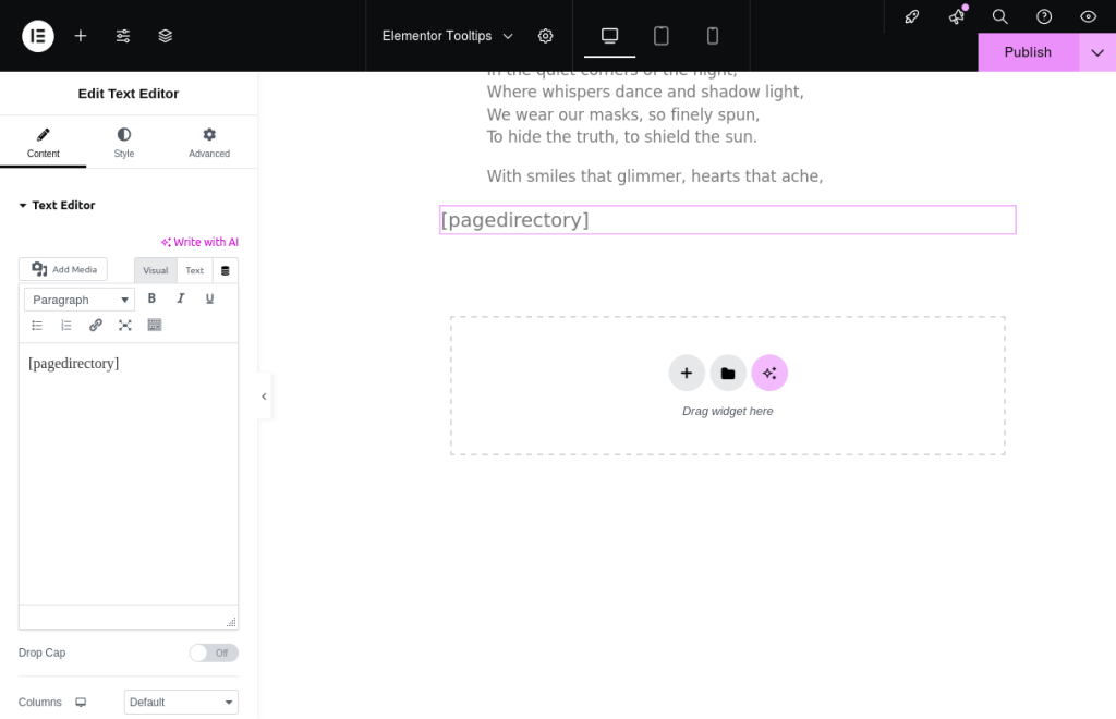 Cómo implementar el shortcode de WordPress Tooltips en tus páginas de Elementor